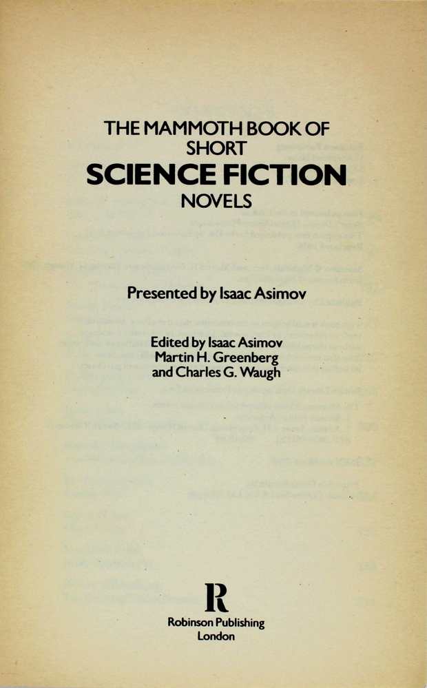 The Mammoth Book of Short Science Fiction Novels — Книжная энтропия